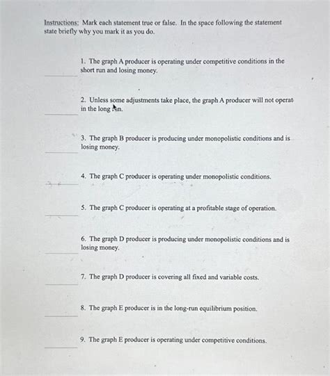 solved instructions mark each statement true or false in