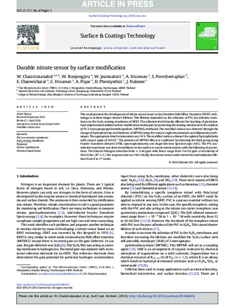 Pdf Durable Nitrate Sensor By Surface Modification W Jeamsaksiri