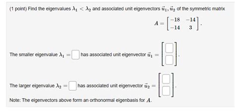 solved 1 point find the eigenvalues λ1