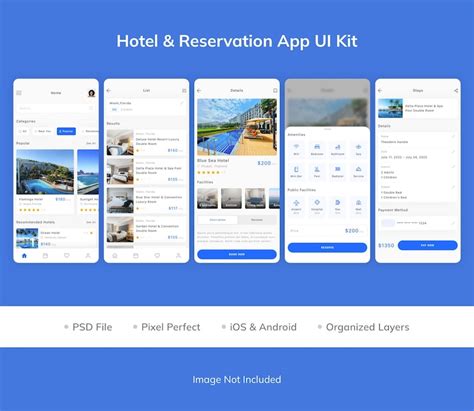 Premium Psd Hotel And Reservation App Ui Kit