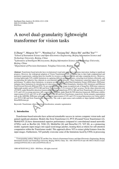 pdf a novel dual granularity lightweight transformer for vision tasks pdf
