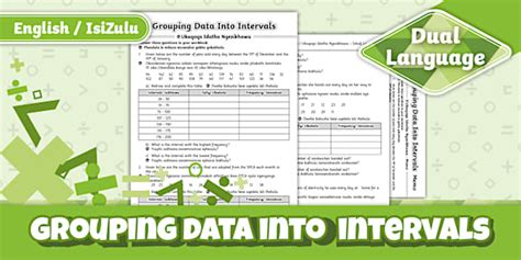 Grouping Data Into Intervals Activity Sheet