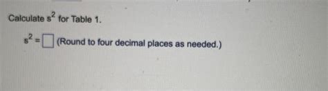 Solved Data Tablecalculate Sse S2 And S For The Least