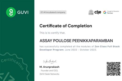 Assay Poulose Peenikkaparamban On Linkedin Successfully Completed Full