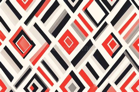 This Design Features A Pattern Of Bold Geometric Shapes In Red Black And White Hues Stock