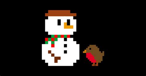 8 Bit Snowman Winter Sticker Teepublic