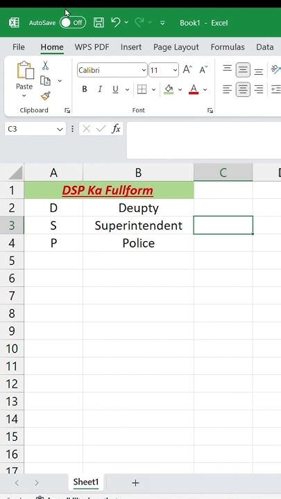 dsp ka fullform exceltips exceltricks exceltutorial youtube