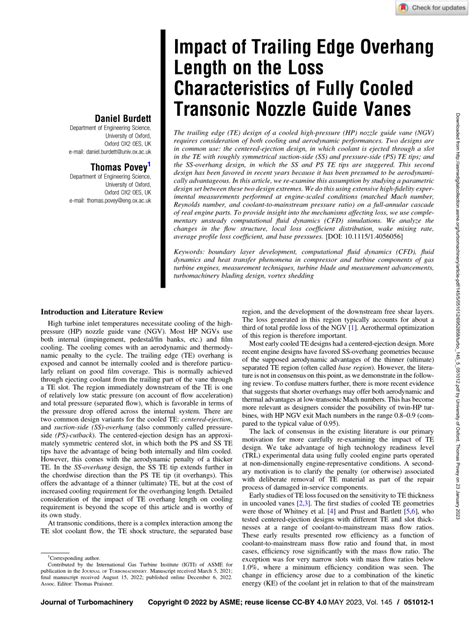 Pdf Impact Of Trailing Edge Overhang Length On The Loss