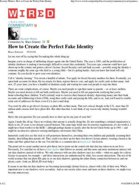 How To Create The Perfect Fake Identity Pdf Identity Document