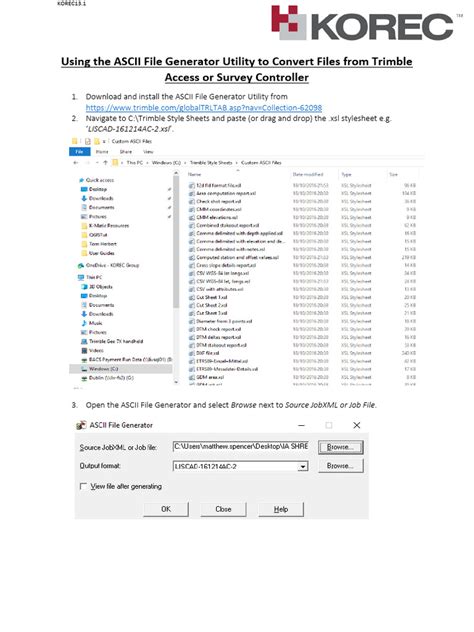 13 1 Using The Ascii File Generator Utility To Convert Files From Trimble Access Or Survey