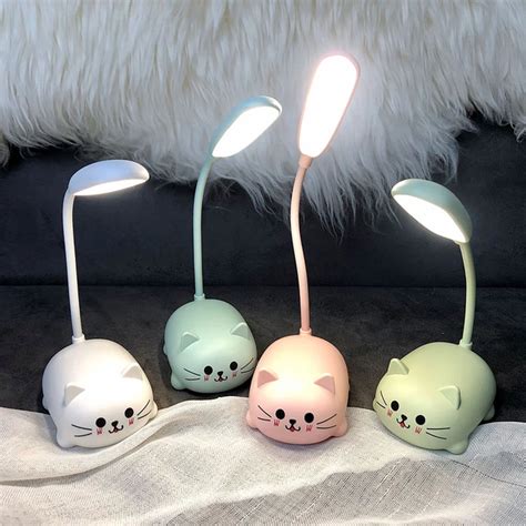 Usb Led Table Light Foldable Cute Cat Portable Lamp 400mah For Living
