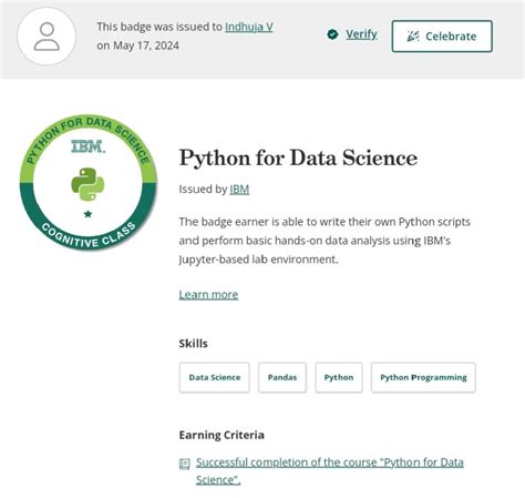 indhuja v on linkedin badge unlocked python and data science