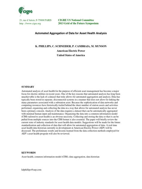 Phillips Automated Aggregation Of Data For Asset Health Analysis