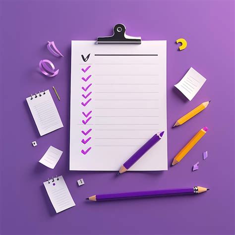 3d Notes With Check Mark Completed Task List Or Checklist Paper Document Or Report With Pencil