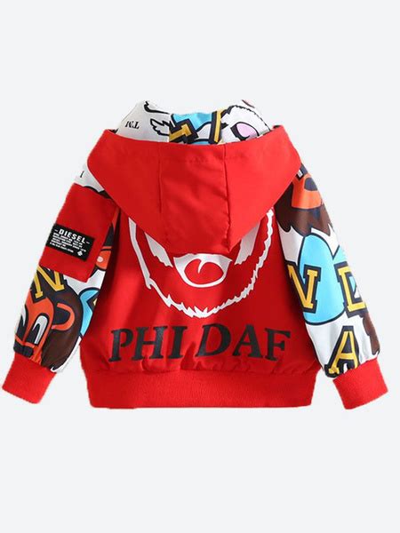 Куртка Девочки Мальчики Trdbbus Вышивка красный капюшон Хлопок размер 30 Длинный Демисезон