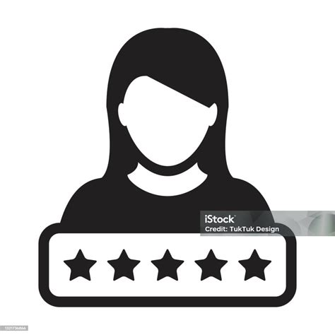 사회 신용 핵심 아이콘 5 별 등급 벡터 여성 사용자 프로필 아바타 기호 용 글리프 픽토그램 감시에 대한 스톡 벡터 아트 및