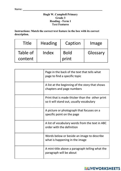 Text Features R… Free Interactive Worksheets 1488789