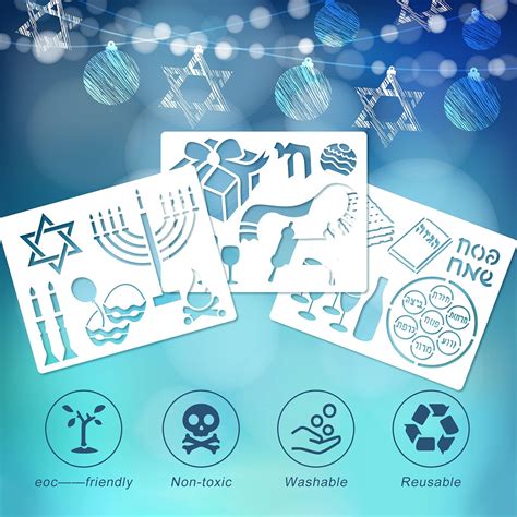 12 Pieces Hebrew Stencil Plastic Jewish Stencil Hebrew