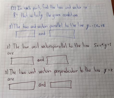 Solved In each part find the two unit vector in R² that Chegg