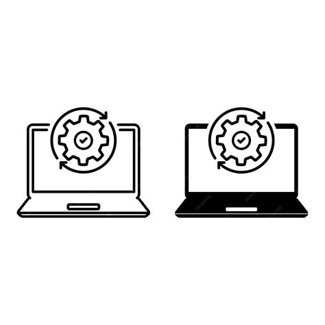 Premium Vector Upgrade Of Software Line And Silhouette Icon Set Computer System Update