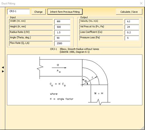 Duct Fitting Calculator Duct Pressure Drop Excel Calculator Software