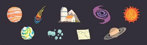 Outer Space Object And Planet Vector Set Stock Illustration Download