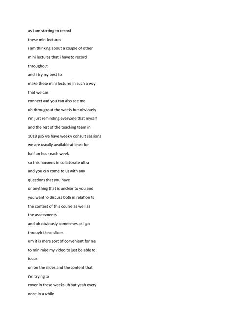 Transcript Mini Lecture 2 As I Am Starting To Record These Mini Lectures I Am Thinking About A