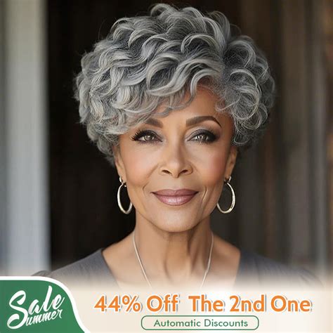 Salt And Pepper Pixie Cut Human Hair Wig Natural Gray Wig For Mature Women Soul Lady