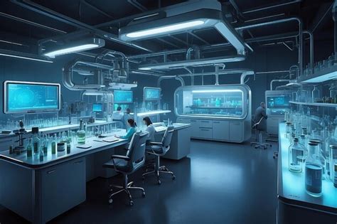 Premium Photo A Futuristic Laboratory With Hightech Equipment Glowing