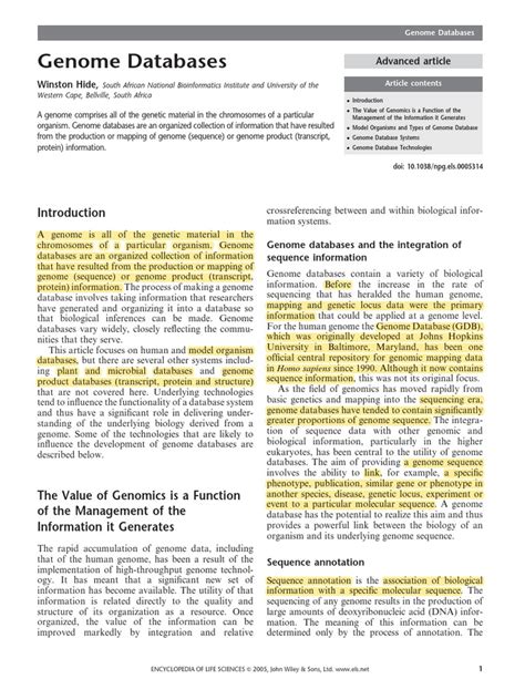 Els Genome Databases Pdf Genome National Center For Biotechnology