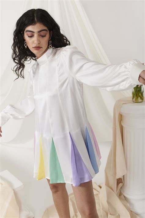 Dora White Pastel Godet Mini Dress Mini Dress Silk Mini Dress Dress