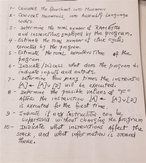 solved 1 convert the flowchaet into mnemonic 2 convert