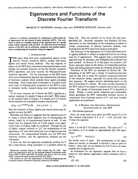 Eigenvectors And Functions Of The Discrete Fourier Transform Docslib