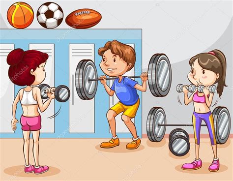 People Working Out In Gym Stock Vector Image By ©blueringmedia 80124468