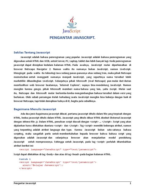 Dasar Pemrograman Javascript Pdf Pdf Metode And Bahan Ajar Komputer
