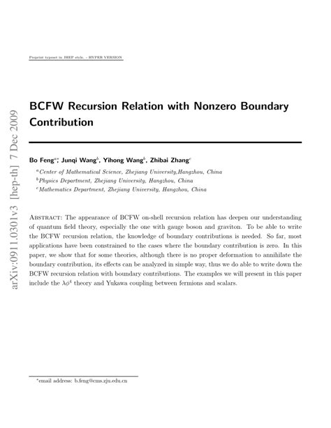 Pdf Bcfw Recursion Relation With Nonzero Boundary Contribution