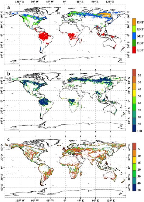 Global Spatial Distribution Of Forest At A Grid Resolution Of