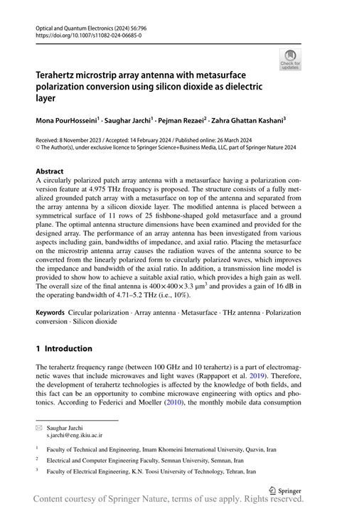 terahertz microstrip array antenna with metasurface polarization