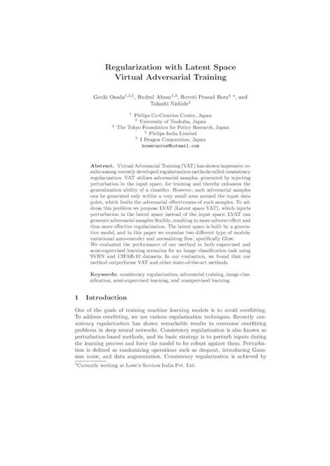 PDF Regularization With Latent Space Virtual Adversarial Training Regularization With Latent