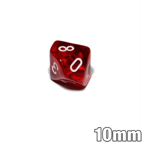 Mini 10mm 10 Sided Translucent Dice D10 Red Dice Game Depot