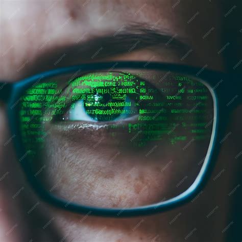 Premium Photo | Closeup of Eyes and Glasses with Tech Reflection Cyber Security Concept