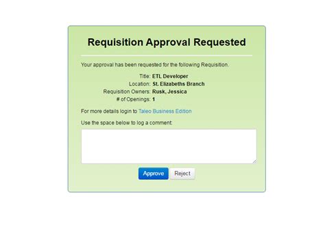 Editing Requisition Approval Requested Box — Cloud Customer Connect