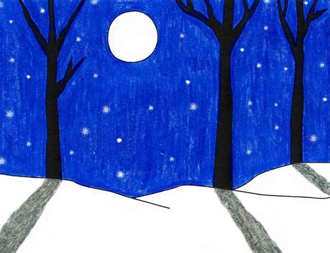 Easy Winter Landscape Drawing Watercolor Winter Landscape Tutorial