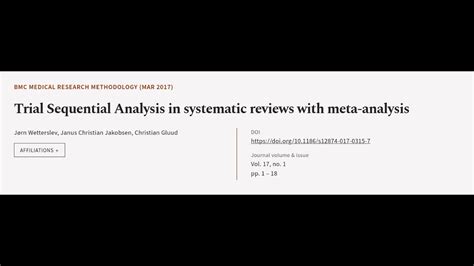 Trial Sequential Analysis In Systematic Reviews With Meta Analysis