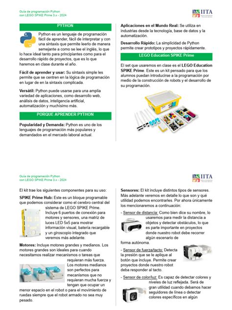 Guía Lego Spike 3 X Con Python Pdf Python Lenguaje De Programación