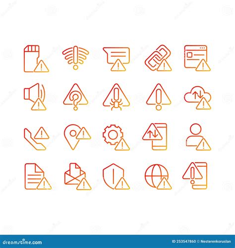 Warning Signals Pixel Perfect Gradient Linear Vector Icons Set Stock