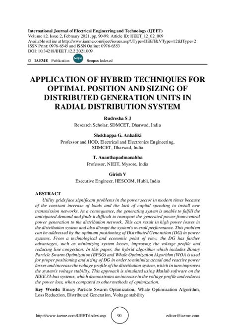 Pdf Application Of Hybrid Techniques For Optimal Position And Sizing