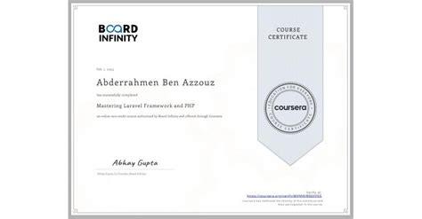 Completion Certificate For Mastering Laravel Framework And Php
