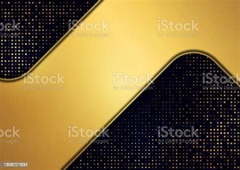 어두운 배경에 밝은 하프톤 점과 황금 기하학적 모양 고급 포스터 배경 템플릿 3d 광고 현대 그래픽 디자인 벡터 0명에 대한 스톡 벡터 아트 및 기타 이미지 Istock