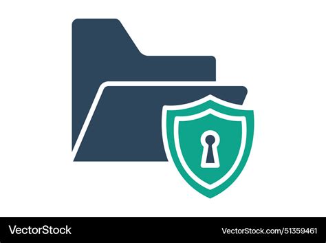 File Protection Icon Folder With Shield Royalty Free Vector
